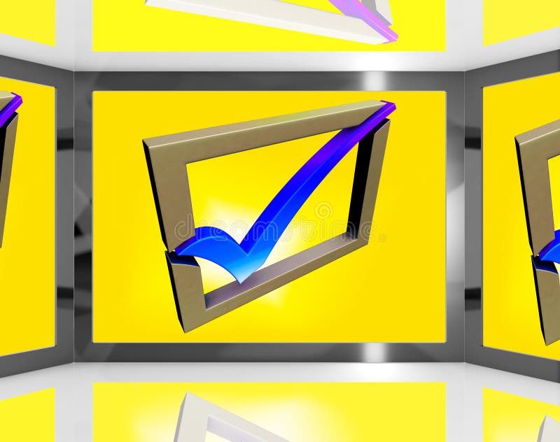 Check Mark on Screen Showing Approved Points Stock Illustration ...