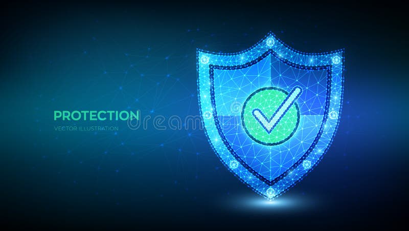 Check Mark on Security Shield. Protection or Safe Business Concept ...