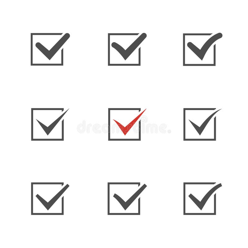 Set of Nine Different Grey Vector Ticks or Check Stock Vector ...
