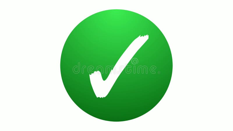 Check Mark Sign Animation in Green Circle Motion Graphics on White ...