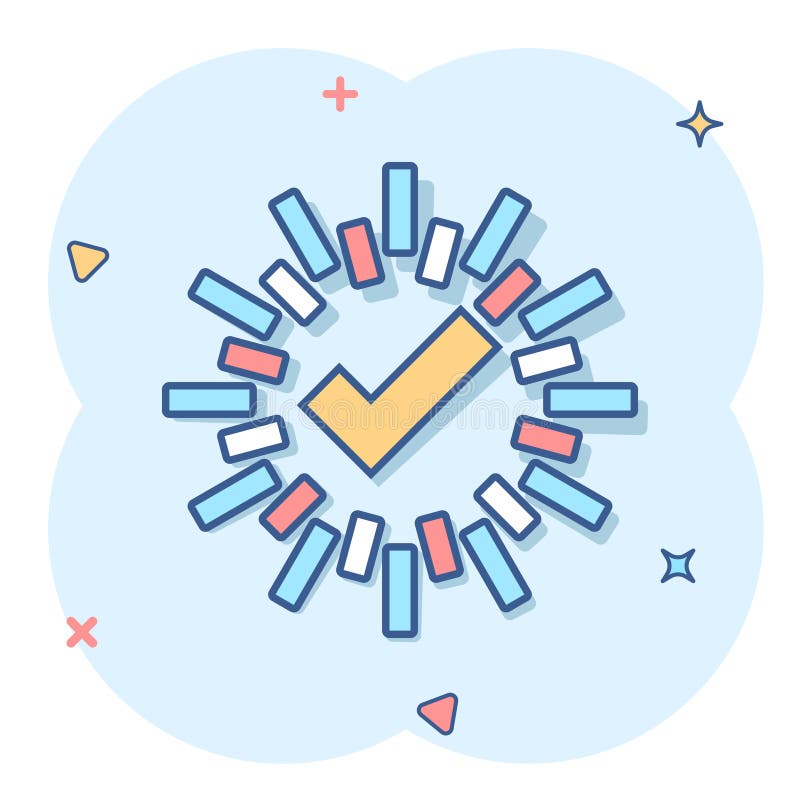 Check Mark Sign Icon in Comic Style. Confirm Button Cartoon Vector ...
