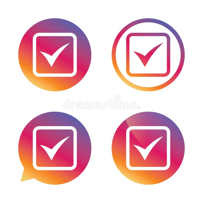 Check Mark Sign Icon. Yes Square Symbol Stock Vector - Illustration of ...