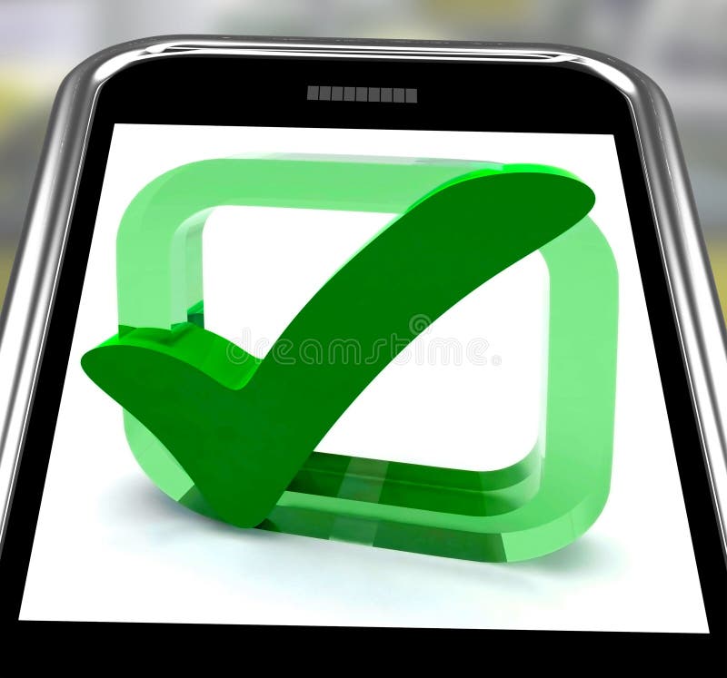 Check Mark on Smartphone Showing Approval Stock Illustration ...