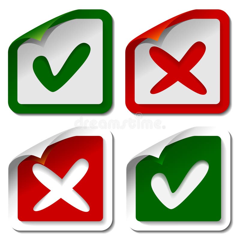 Check Mark Stickers and Buttons. Red Green. Vector. Stock Vector ...