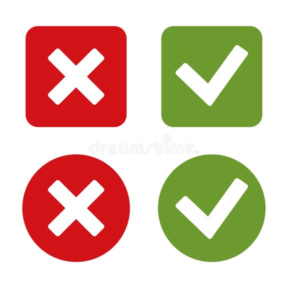 Check Mark Stickers and Buttons. Red Green. Vector. Stock Vector ...