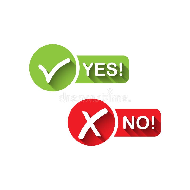 Check Mark Stickers Long Shadow. Yes and No Stock Vector - Illustration ...
