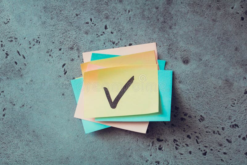 Check Mark on a Sticky Note Stock Photo - Image of sign, grunge: 188259968