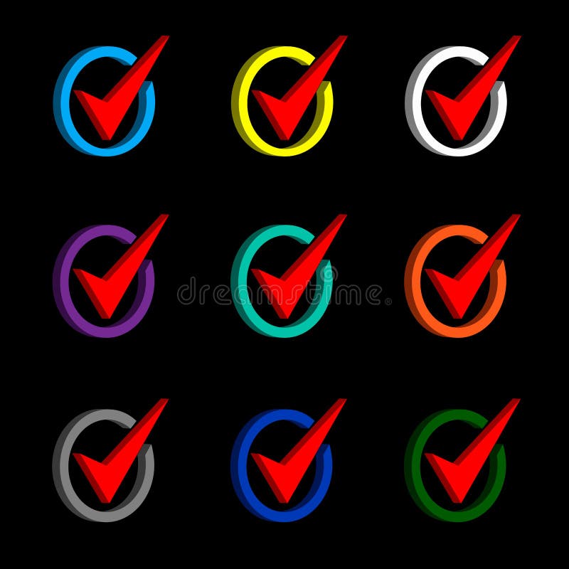 The Check Mark Symbol in Circle Stock Vector - Illustration of design ...