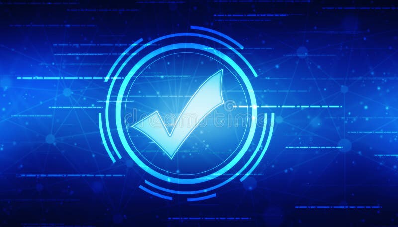 Check Mark Symbol in Digital Background, Tech Futuristic Check Mark ...