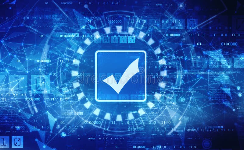 Tick Mark, Check Mark Symbol in Technology Background Stock ...