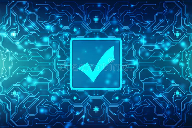 Tick Mark, Check Mark Symbol in Technology Background Stock ...