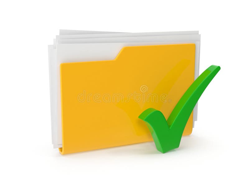 Check Mark Symbol and Yellow Folder Stock Illustration - Illustration ...