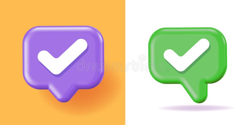 Check Mark Tick Icon 3d Vector Chat Bubble Graphic, Valid Checkmark ...