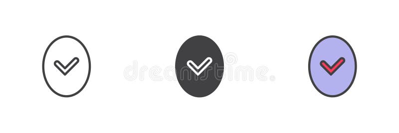 Check Mark Tick Icon Set in Line, Solid and Filled Outline Style Stock ...