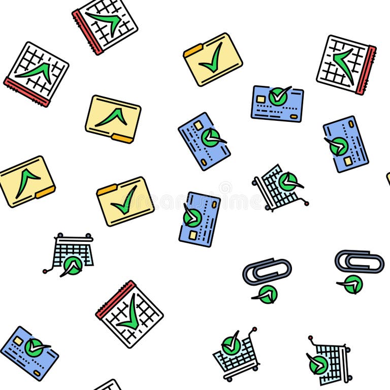 Check Mark Tick Ok Seamless Pattern Vector Stock Vector - Illustration ...