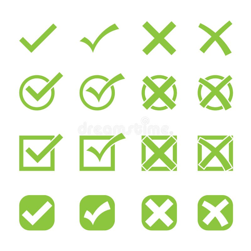 Check Mark or Tick Symbol Icon Set Stock Vector - Illustration of ...
