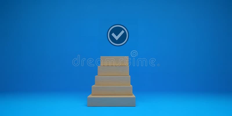 Check mark on top of steps stock illustration. Illustration of check ...