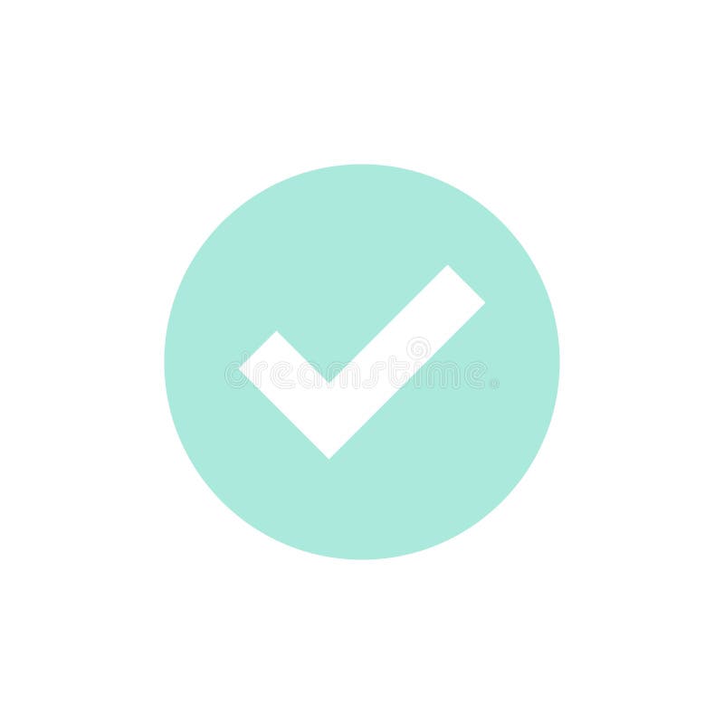 Check Mark. Valid Seal Icon. White Squared Tick in Light Blue Circle ...