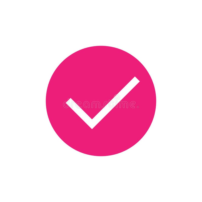 Check Mark. Valid Seal Icon. White Squared Tick in Pink Circle. Flat OK ...