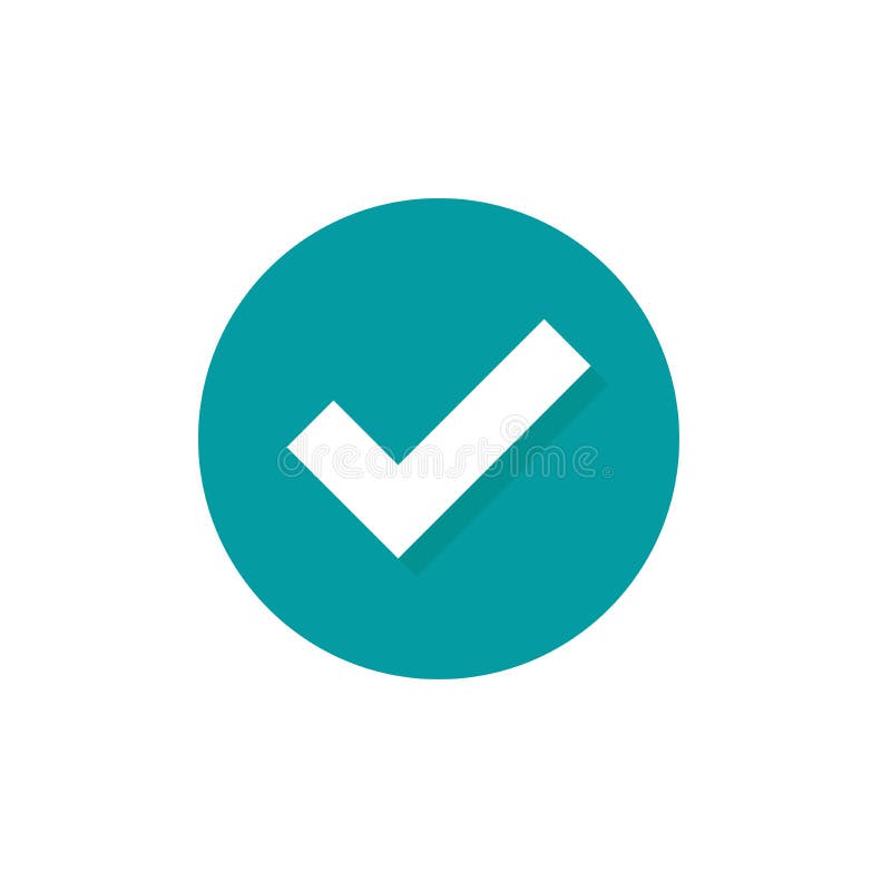 Check Mark. Valid Seal Icon. White Squared Tick With Shadow In Blue ...