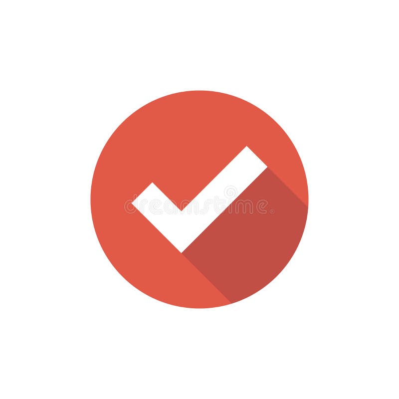 Check Mark. Valid Seal Icon. White Squared Tick in Orange Circle. Flat ...