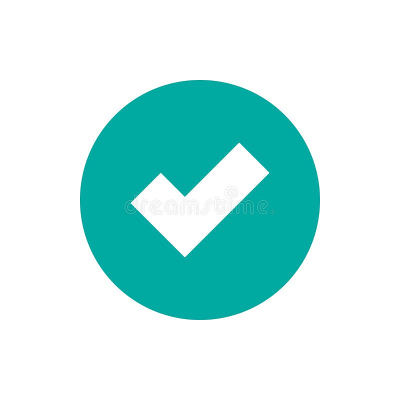 Check Mark. Valid Seal Icon. White Tick in Blue Circle. Flat OK Sticker ...