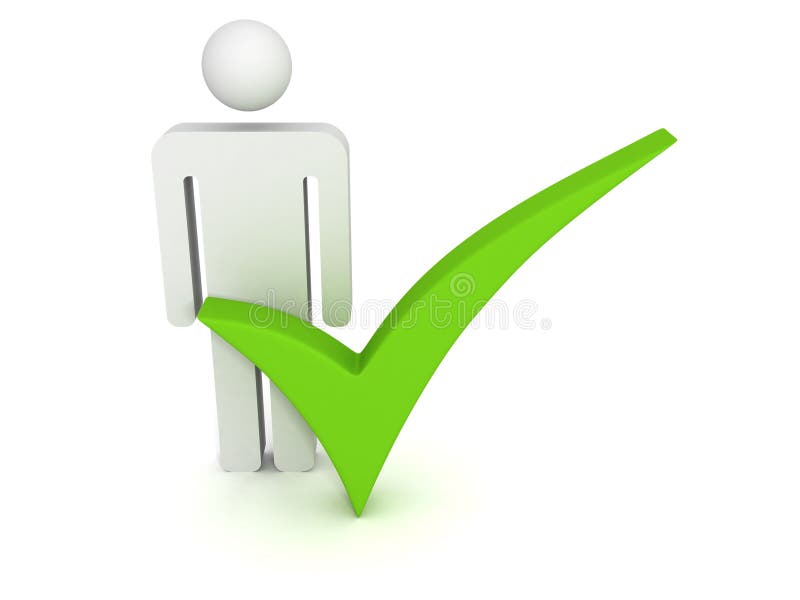 Check Mark with White 3d Man Icon Stock Illustration - Illustration of ...