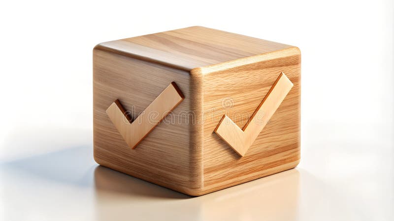A Check Mark on a Wooden Cube Stock Image - Image of success, wooden ...