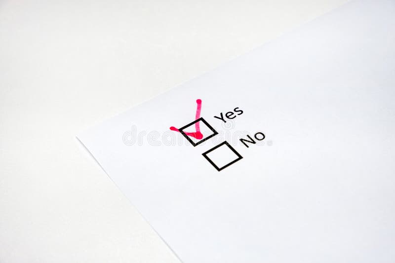 Check Mark of Yes Red Marker on Paper Blank, Selective Focus Stock ...