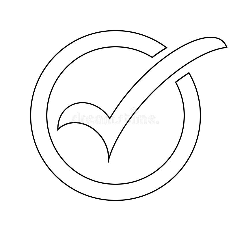 Tick Black Icon Outline In Circle Image Stock Vector - Illustration of ...