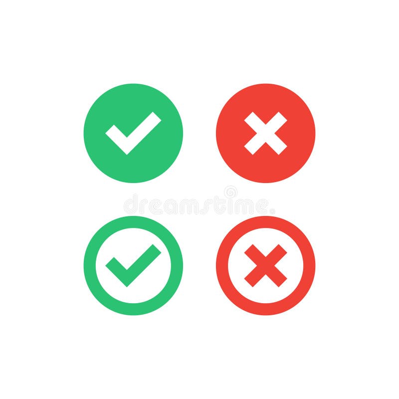 Tick, Cross, Plus, Minus Icon Set. Check Mark Icons Stock Vector ...