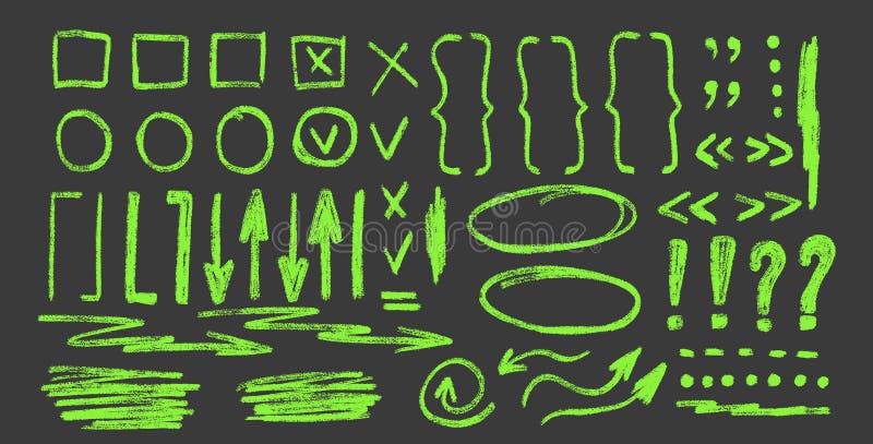 Check Marks, Arrow Doodle Set. Marker Underlines, Quotation Marks ...