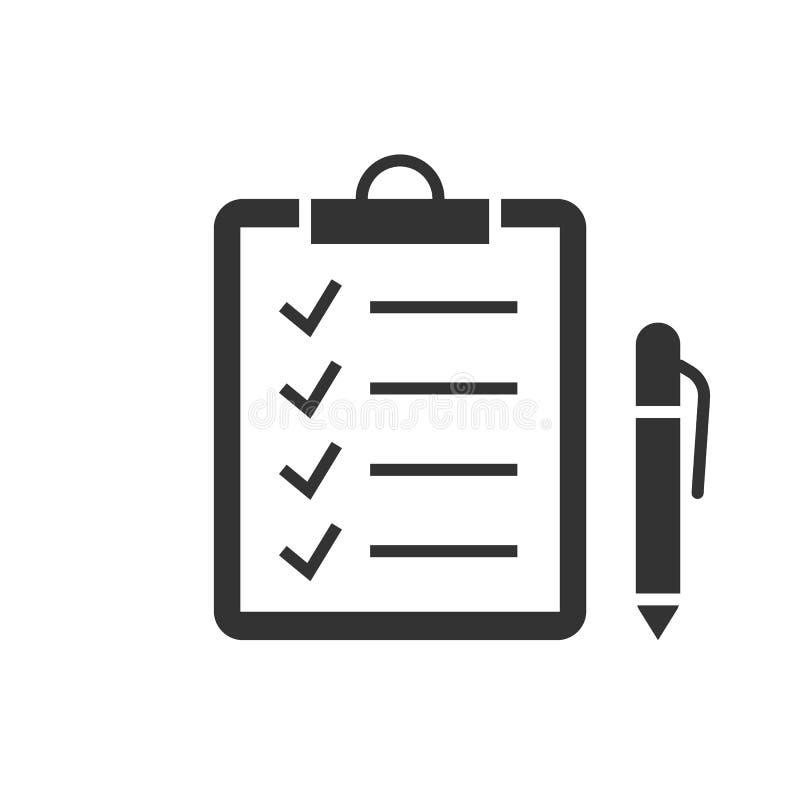 Check Marks on Clipboard Black Icon on White Background Stock Vector ...