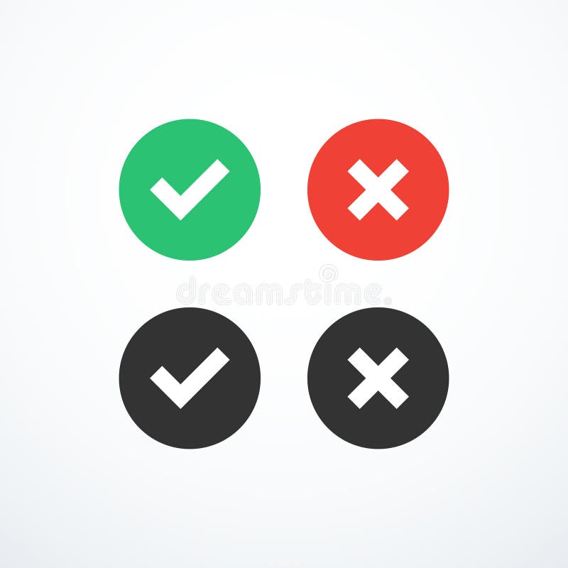 Tick, Cross Icon Button Set. Check Mark Icons Stock Vector ...