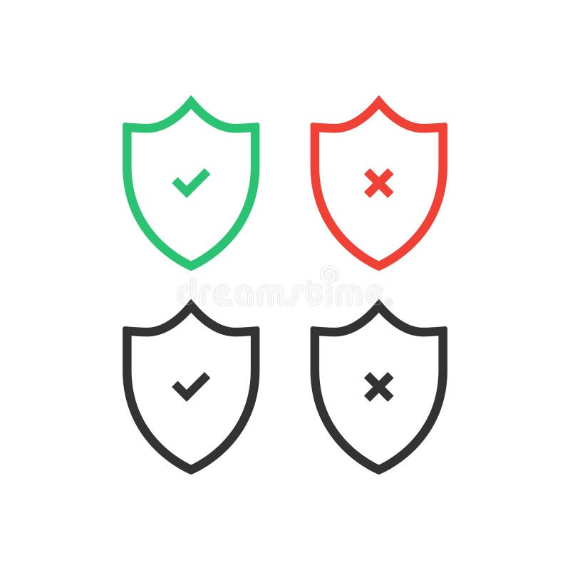 Shield Check Mark Icon Set. Vector Illustration Stock Vector ...