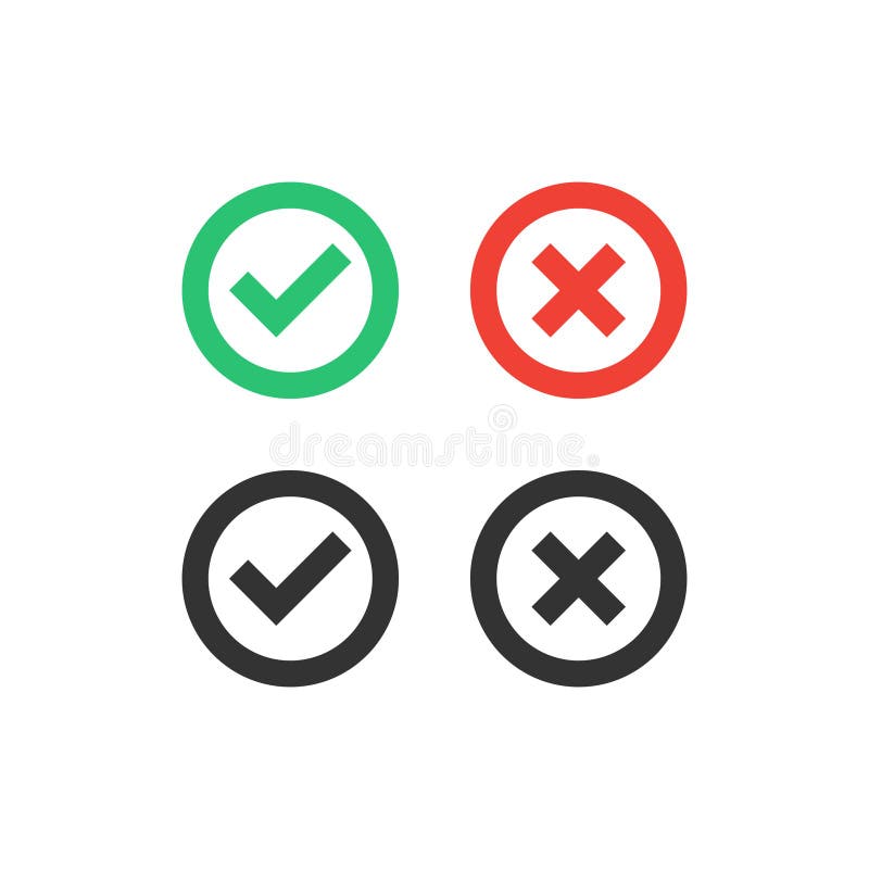 Tick, Cross, Plus, Minus Icon Set. Check Mark Icons Stock Vector ...