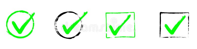 4 Check Marks with Green Color Painted with Paintbrush Stock ...