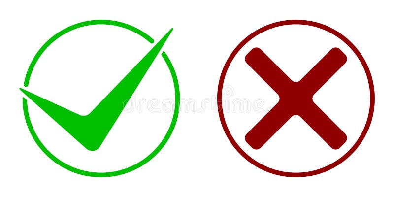 Check Marks Icons. the Green Right and Red Wrong Symbol. the Right and ...