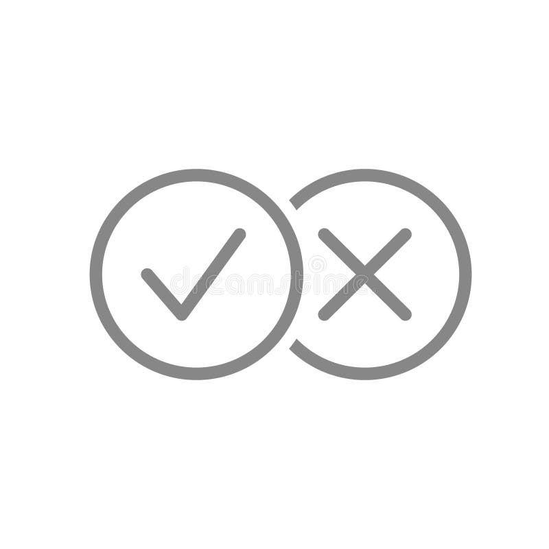 Check Marks Line Icon. Tick and Cross Checkmarks, Approved, Rejected ...