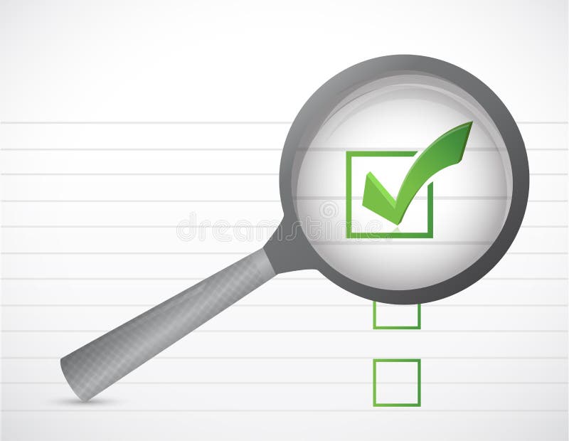 Check Marks List and Magnify Illustration Stock Illustration ...