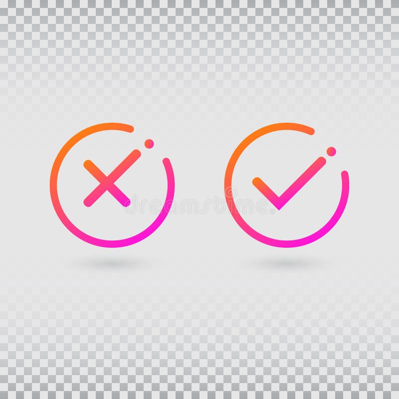 Check Marks Set in Modern Gradient Colors. Bright Tick and Cross in ...