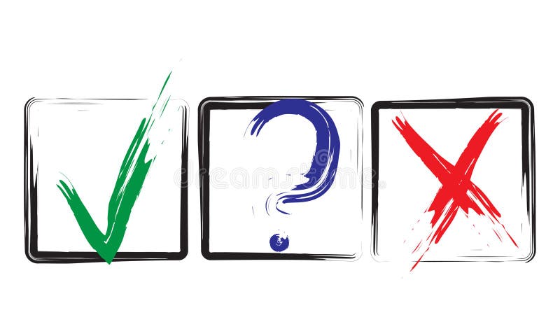 Buttons. Check Mark and Cross with Question and Exclamation Signs ...