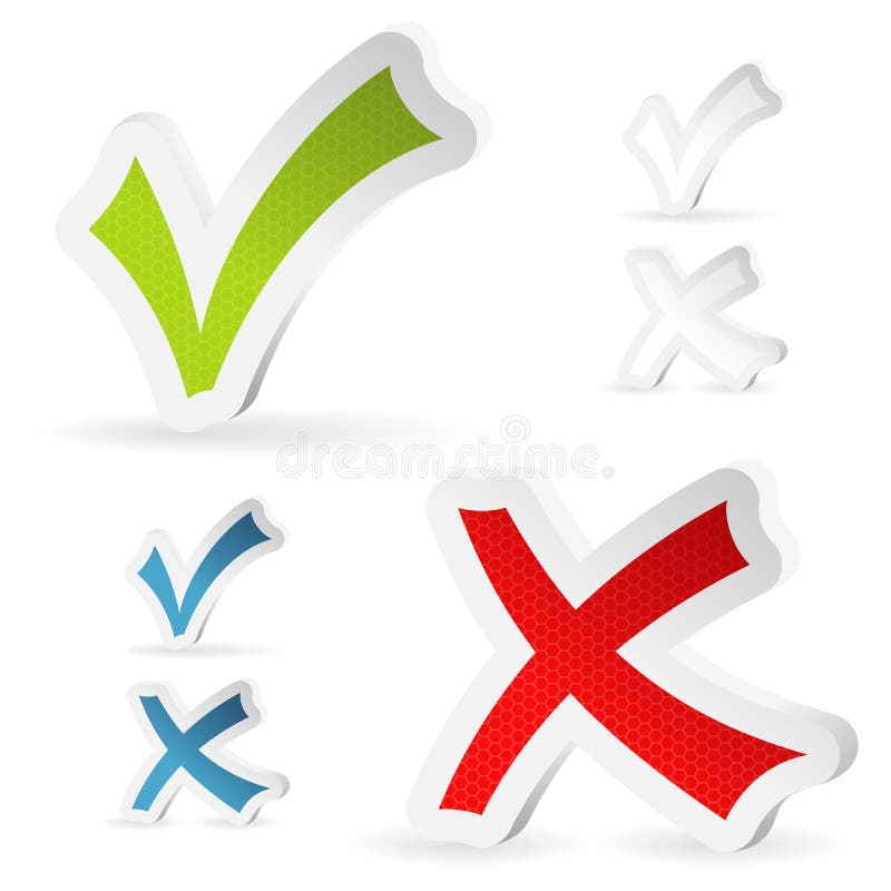 Red and Green Check Marks Isolated on Transparent Background. Vector ...