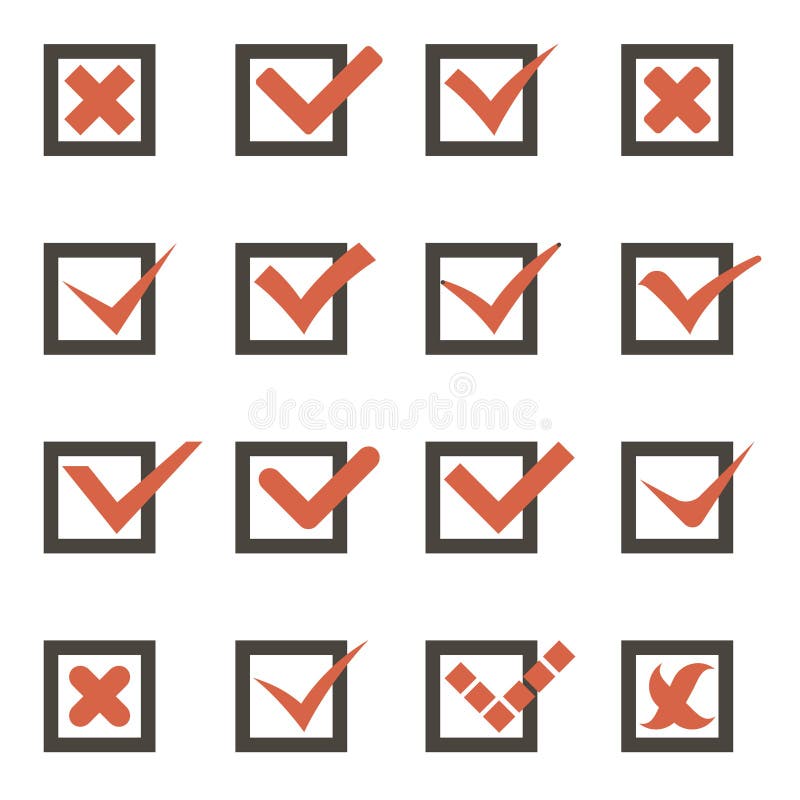 Hand Drawn Tick and Cross. Check Marks Indication for Concept Yes and ...