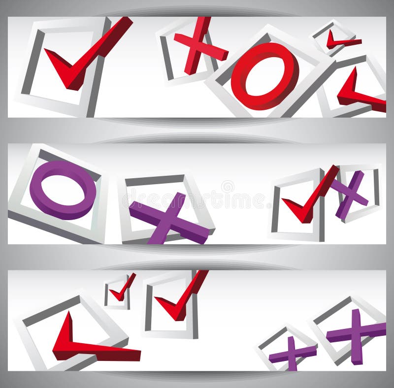 Check marks web banners. stock vector. Illustration of right - 26034383