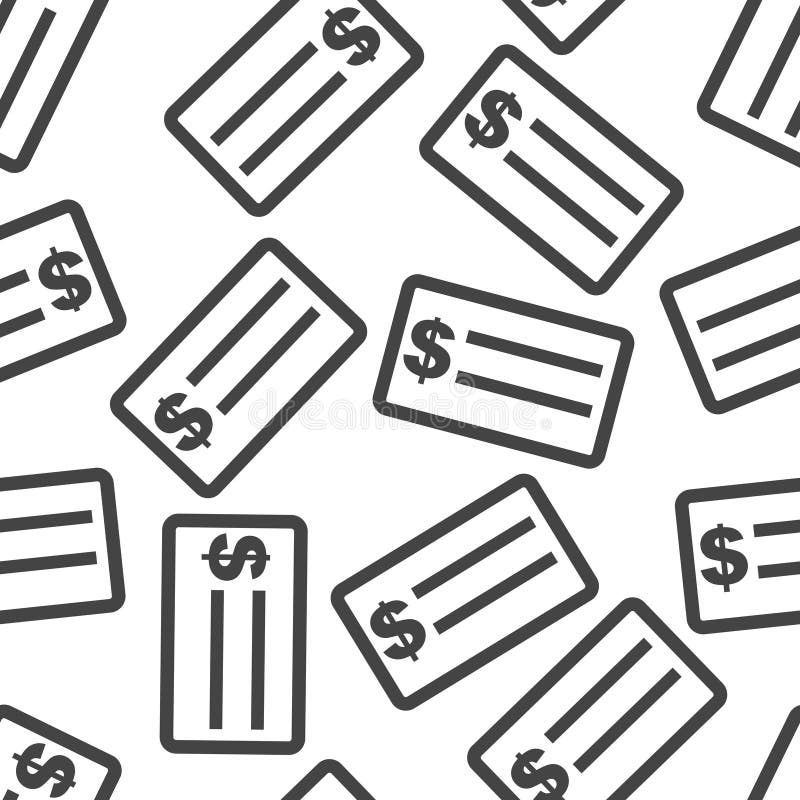 Check Money Seamless Pattern Background Icon. Flat Vector Illustration ...