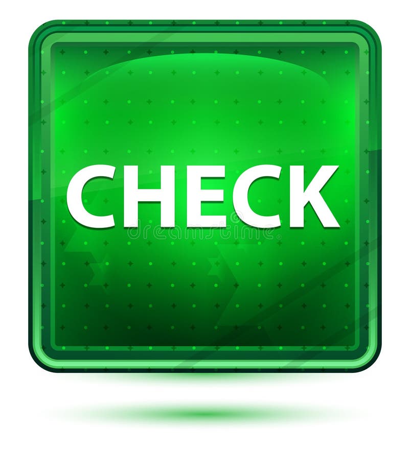 Check Neon Light Green Square Button Stock Illustration - Illustration ...