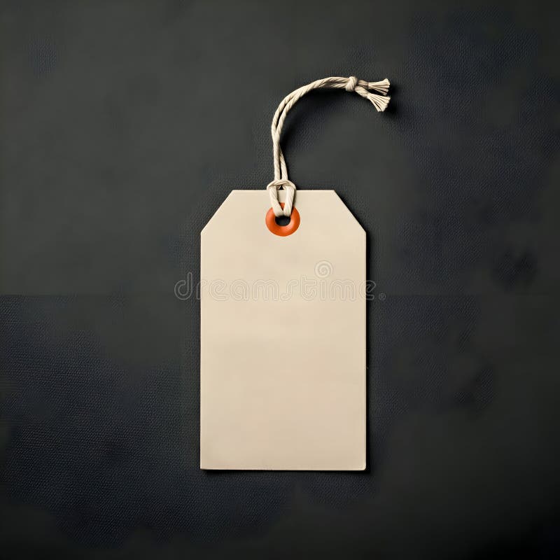AI-Generated Blank Light Beige Tag with Light Beige String and Orange ...