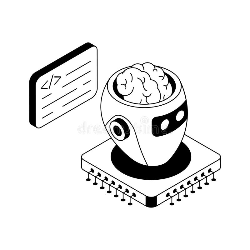 Check Out This Isometric Icon Showing Robot Coding Process Stock Vector