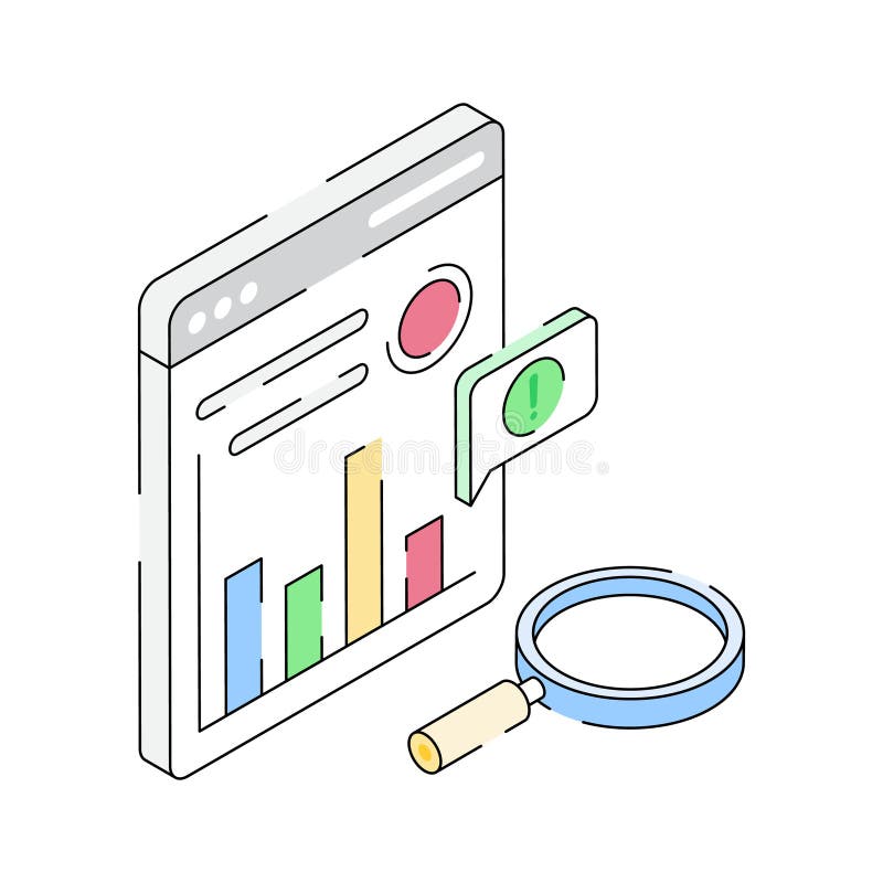 Check Out this Isometric Outline Icon of Web Research Process Stock ...
